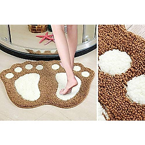 TOPCHANCES Bathroom Rug Mat, Non Slip Big Feet Bath Mat Water Absorbent Bath Rug,Microfiber Doormat Toilet Bath Carpet for Doormats,Tub, Shower (Coffee, 19.5" X 31.5")