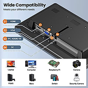 Eyoyo 12 Inch Small HDMI Monitor, Mini Monitor Portable IPS Display, External Monitor for Laptop Security Camera Raspberry pi, 1366x768 HD Monitor, Built-in Speaker…