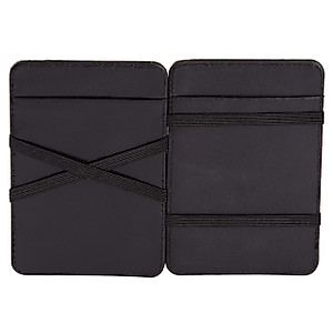 AULIV Card Holder Leather Magic Wallet RFID Blocking Slim Minimalist Front Pocket Credit Card Case for Men Women (Black)