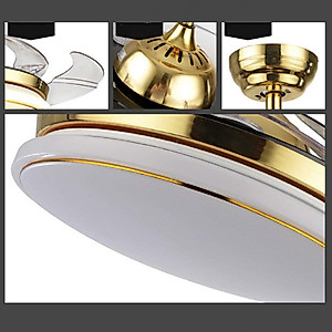 Lighting Groups 42" Invisible Ceiling Fan Chandelier with Remote Control 3 Changed Light and 6 Fan Speed Retractable Ceiling Fan for Indoor Living Room Bedroom Reversible Cool Ceiling Fan (Rose Gold)