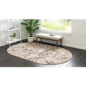Unique Loom Oasis Collection Area Rug - Breeze (8' x 10' Oval, Brown/ Beige)