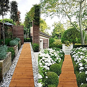 Spurgehom 8FT Wooden Garden Pathway Straight Outdoor Walkway Roll Out Cedar Wood Patio Flooring Path Decorative Lawn Patio Pavers Boardwalk Beach Wedding Party (Natural)