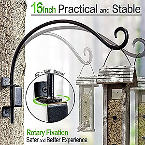 Qiang Ni Swivel Plant Hanger Bracket: 16-Inch Bird Feeder Hanger for Outdoor Wall Mount - Heavy-Duty Outside Plant Hook for Hanging Flower Baskets