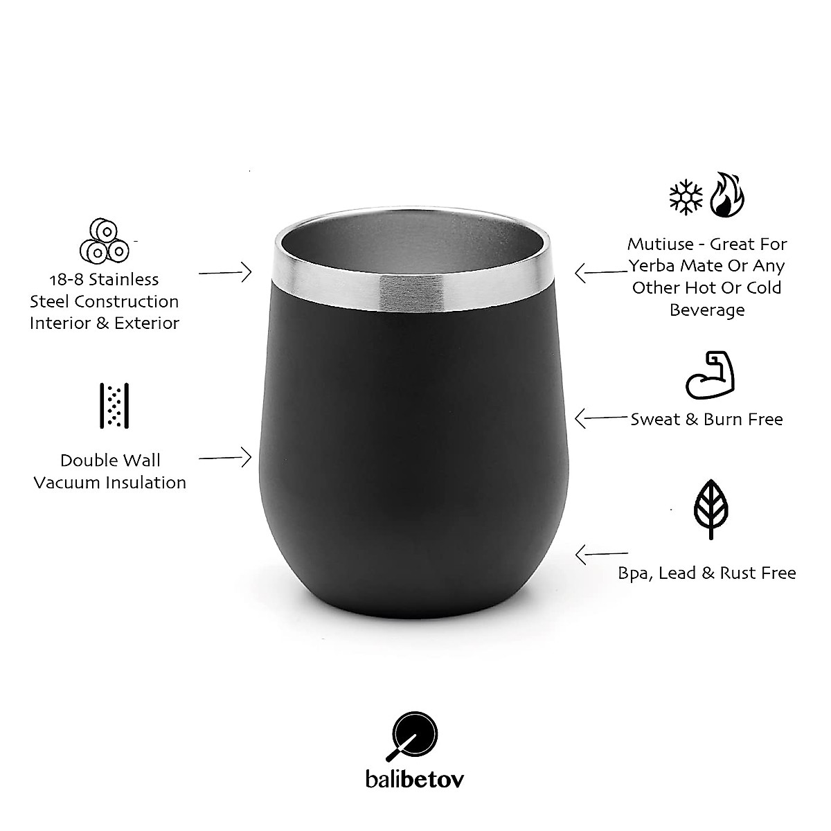 BALIBETOV Mate Cup and Canister Set - 304 Stainless Steel Mate Gourd and Kitchen Canisters with Pouring Lids for Easy Filling - Practical Canister for Any Food Such Rice, Flour, Coffee or Sugar