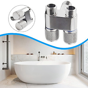 1-In-2-Out Dual Control Valve, Handheld Bidet Sprayer for Toilet G1/2 Double Control Washing Machine Faucet Hand Sprayer Kit for Feminine Wash, Pet, Cloth, Bidet Bathroom Cleaning (Silver)