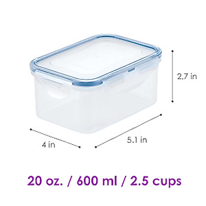 LocknLock Easy Essentials Storage Food Storage Container Set/Food Storage Bin Set, Clear, 20 Oz (Pack of 6)
