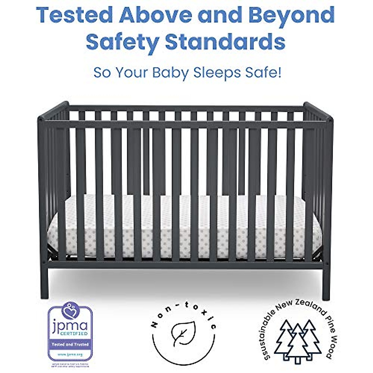 Delta Children Fancy 4-in-1 & Mattress, Dark Chocolate with Twinkle Stars Crib & Toddler Mattress