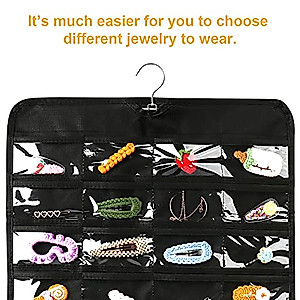Luney Hanging Jewelry Organizer, 80 Pockets Earring Holder Organizer, Bracelet Organizer with Pockets for Woman, for Hanging Earrings, Necklaces, Bracelets, Rings, Storage, Closet