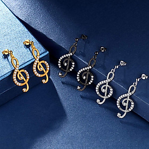 Beautlace Women's Musical Note Stud Earrings Silver Plated Treble Clef Music Note Earring Jewelry Gifts for Music Lover KE0027W