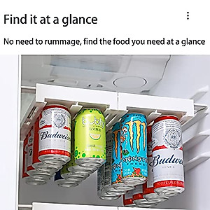 Hanging Soda Can Organizer for Refrigerator, Adjustable Fridge Drink Organizer Suspended Soda Organizer for Refrigerator Canned Food Beer Drink Cans Storage Rack, Hold Up to 8 Cans