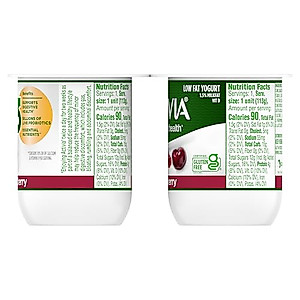 ACTIVIA Probiotic Lowfat Yogurt, Non-GMO Project Verified, Black Cherry, 16 Oz, Pack of 4