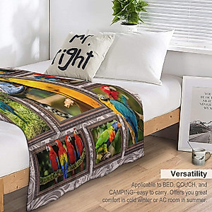 Parrot Bird Blanket Parrot Bird Gifts for Boys Men Parrot Bird Throw Blanket for Couch Sofa Bed Soft Warm Flannel Fleece for adults40 x50