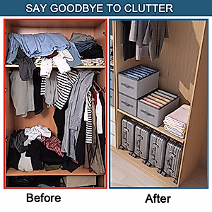 CSKB Wardrobe Clothes Organizer,5Pcs Drawer Organizers for Clothing, 6/7/9 Grids Stackable Dividers Closet Drawer Organizer with Built-in PP Board for Clothing Jeans,Pants, Sweaters,Hoodies