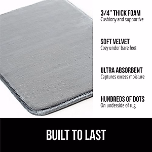 Gorilla Grip Thick Memory Foam Bath Rugs, Soft Absorbent Velvet Bathroom Mats, Durable Dots on Underside, Machine Washable Bathmat, Carpet Rug Room Decor for Shower Floor, 24x17 Mat, Graphite Gray