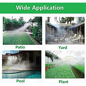 Daduleeh Outdoor Misting Cooling System,Misting Line,Brass Mist Nozzles for Patio Garden Greenhouse Outdoor Mister Trampoline for waterpark 10m
