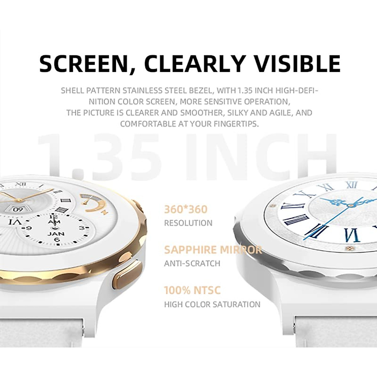 HANDA Smart Watch for Women, Fitness Tracker Smartwatch with Heart Rate Blood Oxygen Sleep Monitor Bluetooth Call Pedometer AI Voice Control IP67 Waterproof Activity Tracker for Android iOS (Gold)