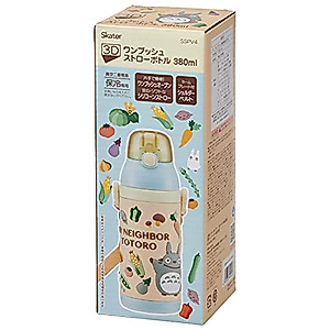 Skater SSPV4_494567 Children's Water Bottle, One Push Straw Bottle, Stainless Steel, 12.8 fl oz (380 ml), Ghibli My Neighbor Totoro, Light Color, Diameter 2.8 x Height 8.1 inches (72 x 206 mm), 3D