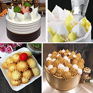 4Pcs X-Large Piping Tips Set, Stainless Steel Square Round Frosting Tips, Cake Decorating Tips for Cupcakes Pastry Fondant Cakes Decorating