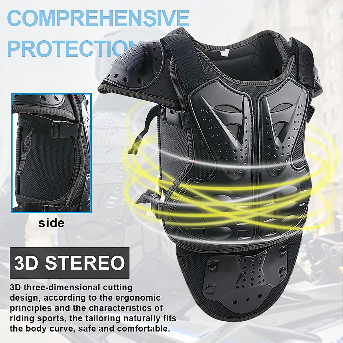 StarknightMT Upgraded Kids Motorcycle Armor Suit Teen Dirt Bike Gear Riding Protective Set for Cycling, Skateboarding, Skiing, Skating, Off-Road (Black)