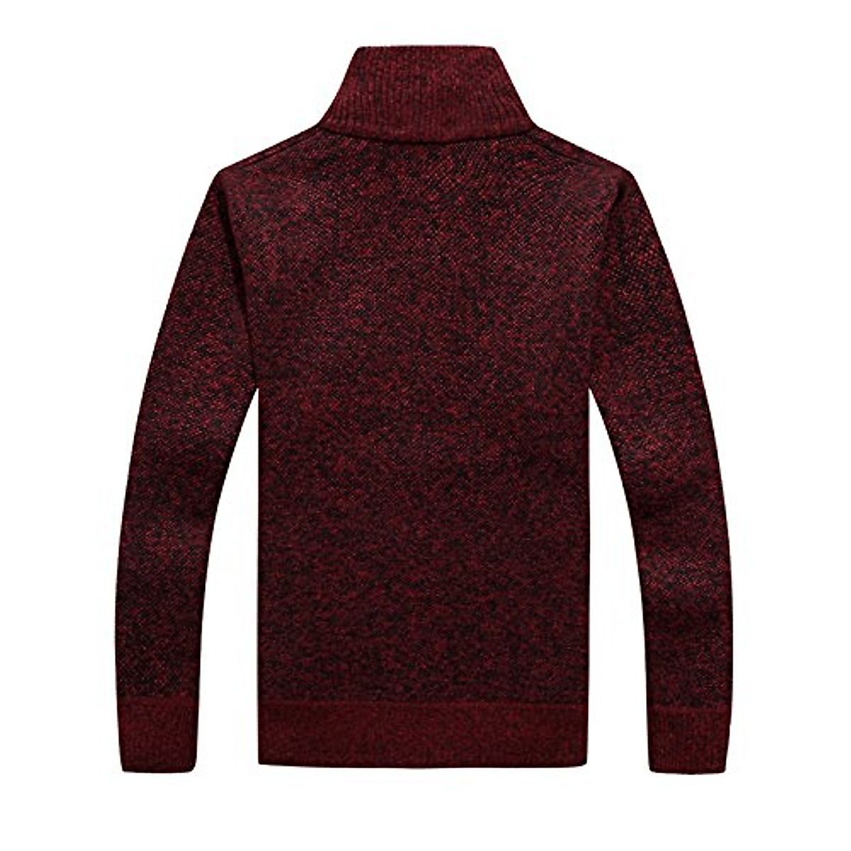 Yeokou Men's Slim Fit Zip Up Casual Knitted Cardigan Sweaters With Pockets (Large, Wine Red)