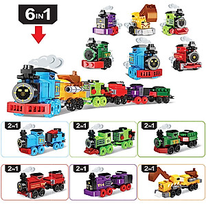 UMEELR Building Blocks, 12PCS Train Toys Surprise Eggs Sets, Easter Egg Train Building Blocks for Kids, Easter Gift, Party Prizes, Baby's First Birthday, Ages 2+