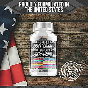 Stamiron Tongkat Ali 1000mg Fadogia Agrestis 1000mg Maca 1000mg Turkesterone Extract Supplement with Ginseng Ashwagandha Fenugreek DAA Saw Palmetto DHEA Nettle - 60 Capsules Made in USA
