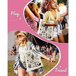 Miss Adola Aesthetic Canvas Tote Bag with Pattern for Women Trendy Casual Music Inspired Cloth Totes Bag for Shopping, Grocery, Gym, Artistic Butterfly Snake