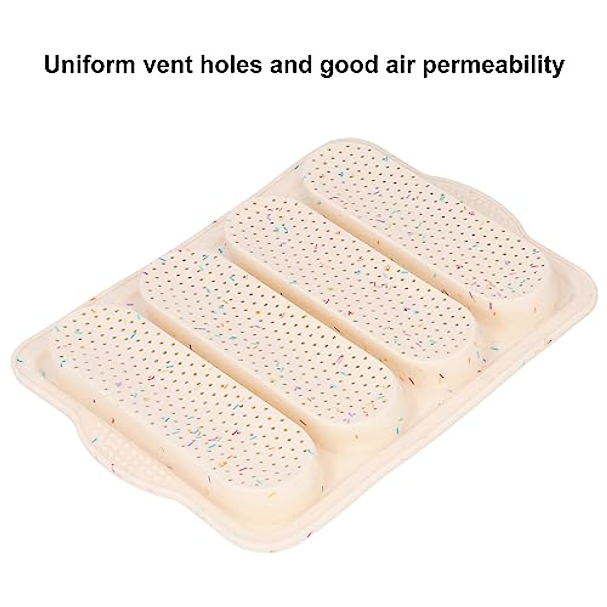 Bread Baking Pan, Insulated Handle Easy Demolding Baguette Mould Soft 4 Grooves Wearproof for Kitchen(Beige color bar)