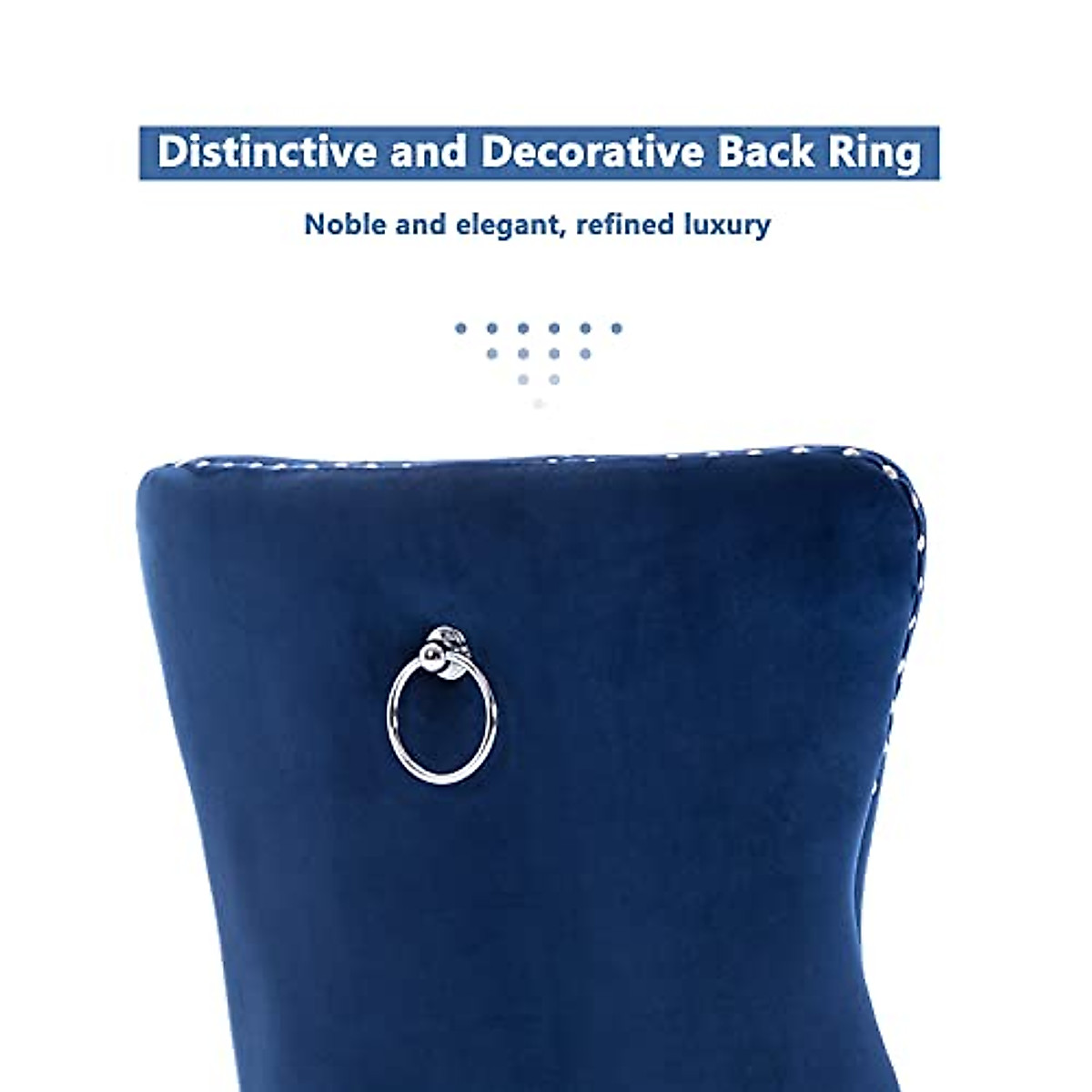 Virabit Blue Dining Chairs Set of 4, Velvet Tufted Dining Chairs with Nailhead Back and Ring Pull Trim, Upholstered Dining Chairs for Kitchen/Bedroom/Dining Room