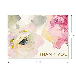Hallmark Thank You Cards, Watercolor Flowers (10 Cards with Envelopes)