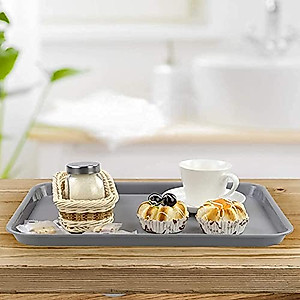 Minekkyes 6-Pack Plastic Fast Food Serving Platters Trays, Rectangular Non-Slip Serving Tray, Grey, f