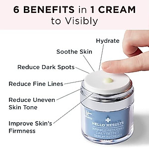 IT Cosmetics Hello Results Wrinkle-Reducing Daily Retinol Serum-in-Cream - Firming & Anti-Aging Retinol Face Cream with Niacinamide, Vitamin B5 & Vitamin E - 1.7 fl oz