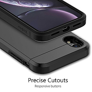 Teelevo Wallet Case for Apple iPhone XR (2018), Dual Layer Case with Card Slot Holder and Kickstand for Apple iPhone XR - Black