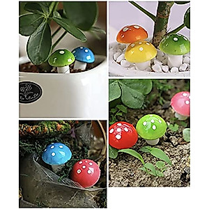 Aliotech 50 Pieces Mini Mushroom Miniatures Artificial Garden Fairy Bonsai Plant Pot Resin Craft Decoration for Home DIY Micro Landscape Decor (Red)
