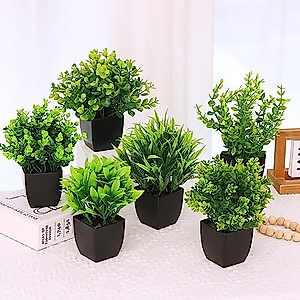 CEWOR 6 Pack Small Fake Plants Artificial Potted Plants Faux Plants Indoor for Home Bathroom Wall Decor