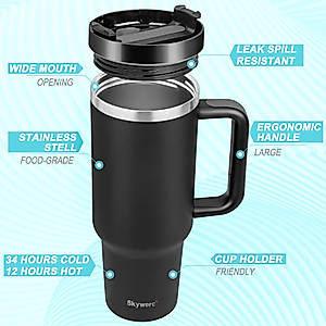 40 oz Tumbler with Handle and Straw, 2 Lids (2 in 1 & LeakProof Lid) - Vacuum Insulated Stainless Steel Double Wall Water Bottle Travel Coffee Mug - Christmas Holiday Gifts for Women Mom Grandma, Pink