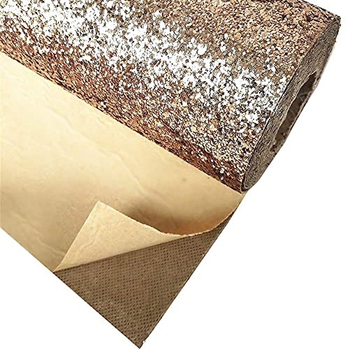 DHHOUSE Self Adhesive Champagne Gold Chunky Glitter Wallpaper, Sparkle Glitter Wallpaper for Wall (17.4in x 16.4ft, Champagne Gold)