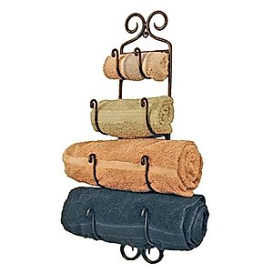 Colonial Tin Works Small Adirondack Towel Rack ~Black Wrought Iron (Charcoal)