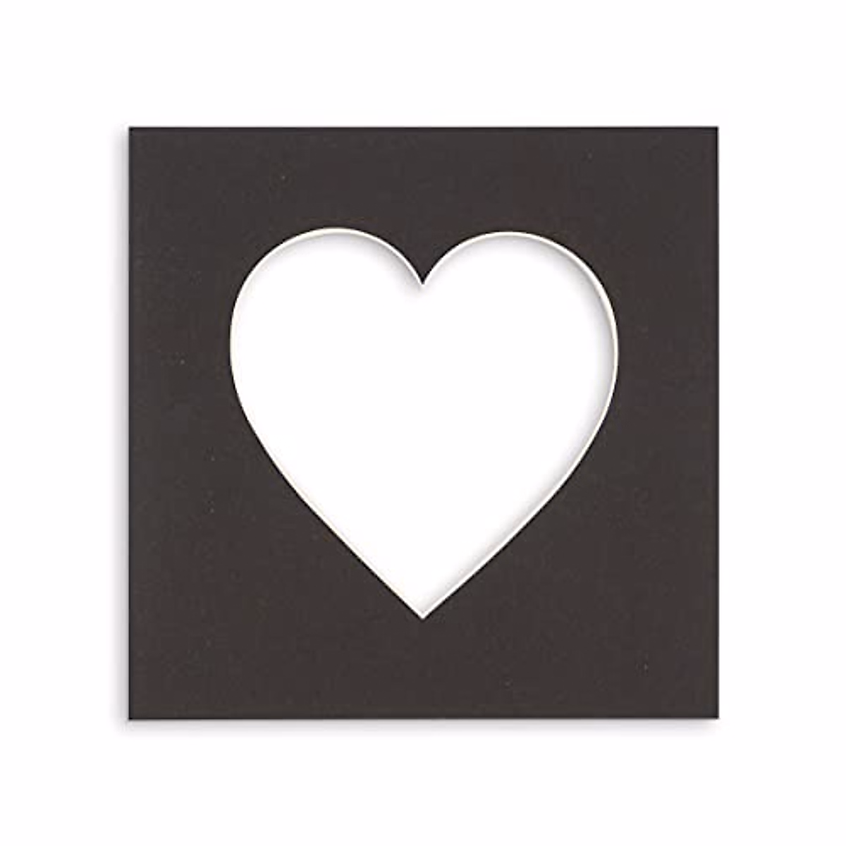 11x11 Mat Bevel Cut for 7x7 Photos - Precut Black Heart Shaped Photo Mat Board Opening - Acid Free Matte to Protect Your Pictures - Bevel Cut for Family Photos, Pack of 1 Matboard Show Kit With Acid