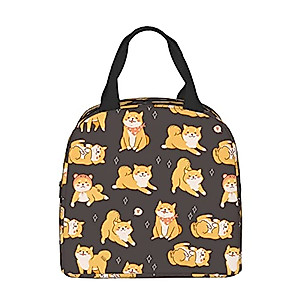 PrelerDIY Shiba Inu Brown Lunch Box - Insulated Lunch Bags for Kids Boys Girls Reusable Lunch Tote Bags, Perfect for School/Camping/Hiking/Picnic/Beach/Travel