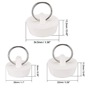 uxcell Drain Stopper, 3 Sizes Rubber Sink Stopper Plug 23mm/26.5mm/29mm with Hanging Ring for Bathtub Kitchen and Bathroom 1Set (3 Pieces)