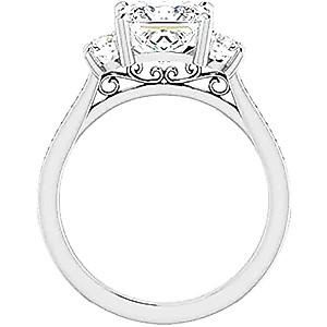 Moissanite World 3-Stone Moissanite Ring Princess 2.0CT, Moissanite Engagement Ring/Moissanite Wedding Ring/Bridal Ring Set 925 Sterling Silver Perfact for Gift Or As You Want (6)