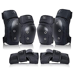 TXJ Sports Adult/Youth Knee Pads Wrist Guards with Elbow Pads Protective Gear Set for Skating Roller Inline Skating Derby Rollerblading Cycling bike scooter