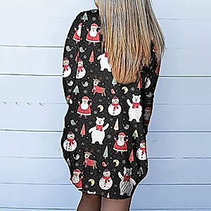 Ugly Christmas Sweaters for Women 2023 Plus Size Casual Fashion Fall Winter Lightweight Cardigan Long Sleeve Open Front Funny Christmas Tops Graphic Holiday Party Shirts Outfits Clothes Black 4XL