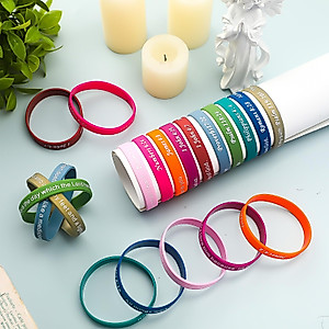 Estune 120 Pieces Bible Verses Bracelets Motivational Quote Rubber Wristbands Religious Silicone Bracelet Inspirational Silicone Wristbands Stretch Unisex for Men Women Party