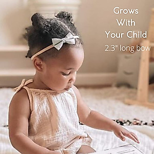 Ali+Oli Ultra-Soft Headband Bow Set Baby Girls- Handmade Baby Girl Headbands with Bows- Stretchy Nylon Hairbands for Newborn, Infant or Toddler- Baby Bow Headbands- Baby Accessories- Set of 3, Morning