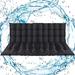 Thyle 63x19 Inch Bench Swing Replacement Cushions, 2-3 Seater Waterproof Patio Furniture Outdoor Cushions, 3 Inch Thicken Cushion, Rocking Chairs Long Bench Pad for Lawn Garden (Black,2 Pcs)