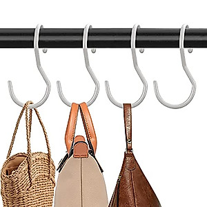Gutapo 8 Pack White Purse Hanger for Closet Large S Hooks Twist Design Hanger for Hanging Handbags Belts Scarves Hats Clothes Planter Cups Pans and Pots