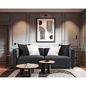 Acanva Convertible L-Shaped Modular Sectional Sofa with Reversible Chaise, Soft Velvet Fabric Padded Upholstered Couch for Living Room Apartment, 1-Seater Left Arm, Black