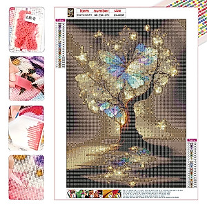 AIBOERL Diamond Art Kits for Adults,Glitter Tree 5D Diamond Painting Kits for Adults,Diamond Painting Diamond Art with Full Drill Diamond Dots DIY Gem Crafts Kits for Home Decor Gift-12x16in